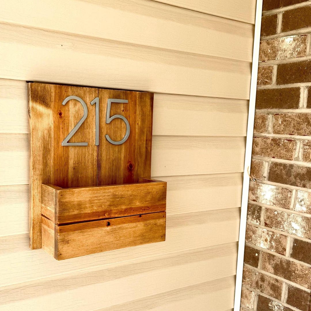 Handcrafted Wood Address Sign Planter Box, Wall Mount Mailbox Option - Etsy