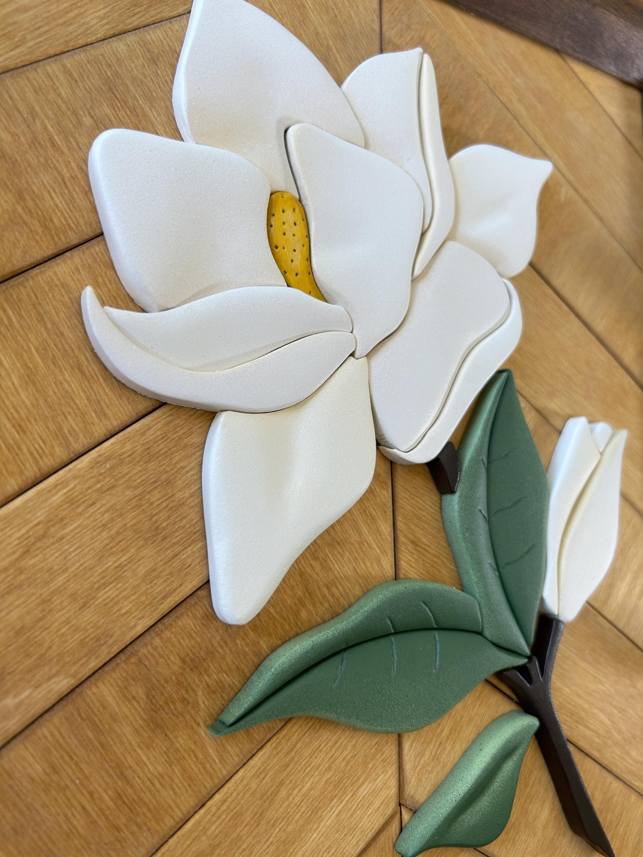 Hand-shaped Southern Magnolia Art, Wooden Magnolia Home Decor, Handmade ...