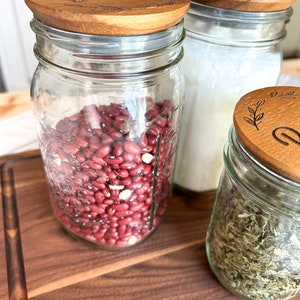 Custom Engraved Wood Mason Jar Lids | Set of 6 Wide Mouth Mason Jar ...