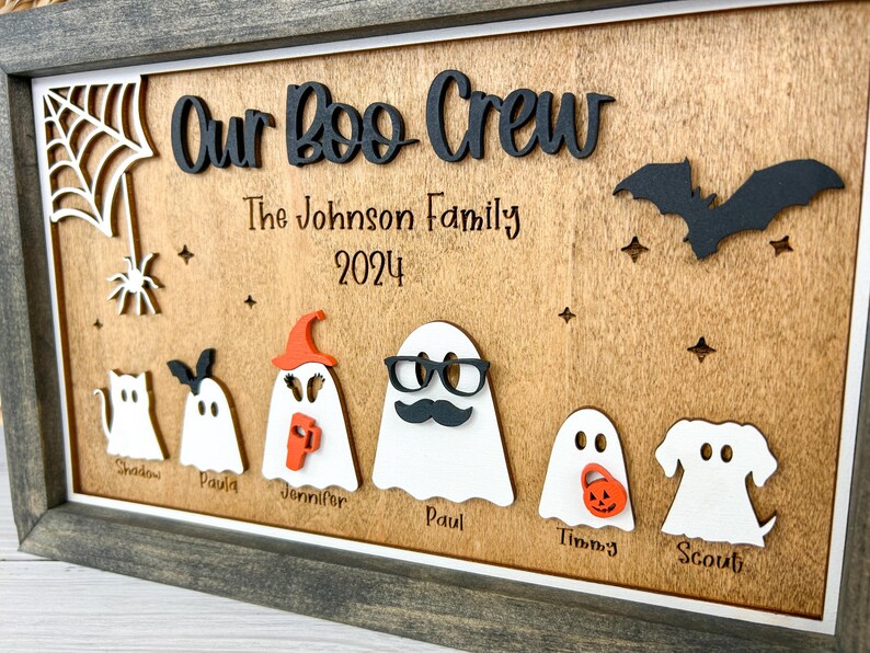 Personalized Ghost Family Sign, Custom Names, Ghost Shapes, and ...