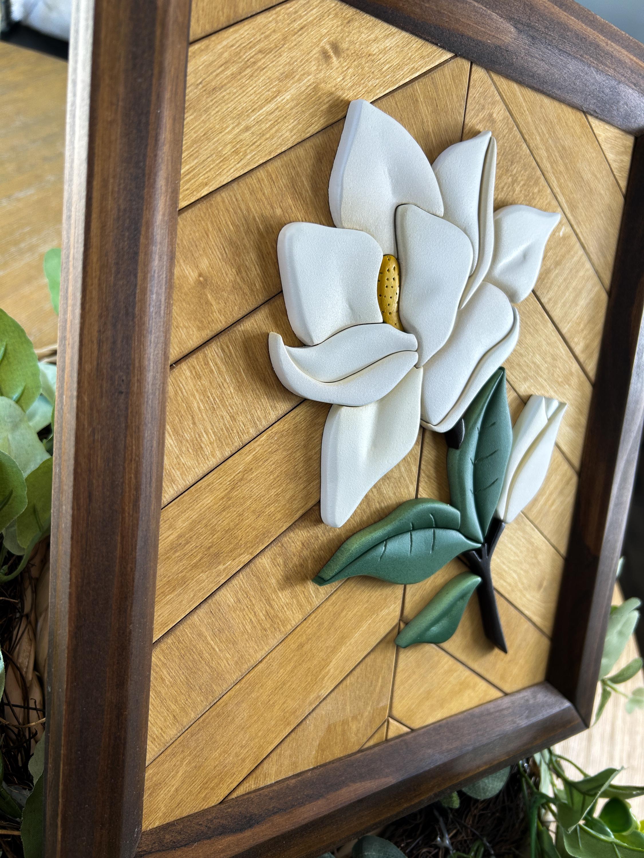 Hand-shaped Southern Magnolia Art, Wooden Magnolia Home Decor, Handmade ...
