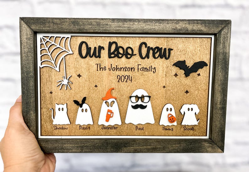 Personalized Ghost Family Sign, Custom Names, Ghost Shapes, and ...
