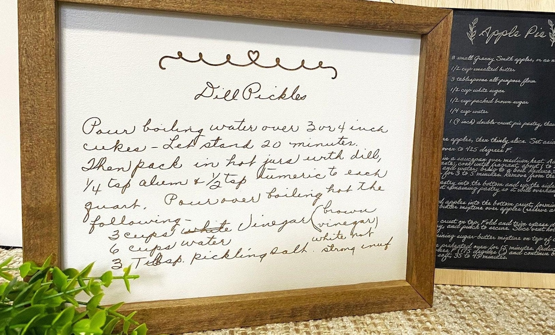Handwritten Recipe or Letter on Sign | Handwriting Engraved on Wood ...