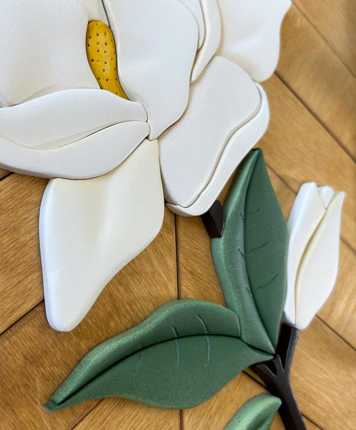 Hand-shaped Southern Magnolia Art, Wooden Magnolia Home Decor, Handmade ...