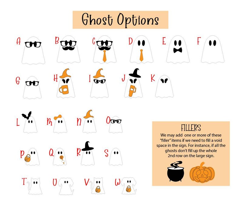 Personalized Ghost Family Sign, Custom Names, Ghost Shapes, and ...