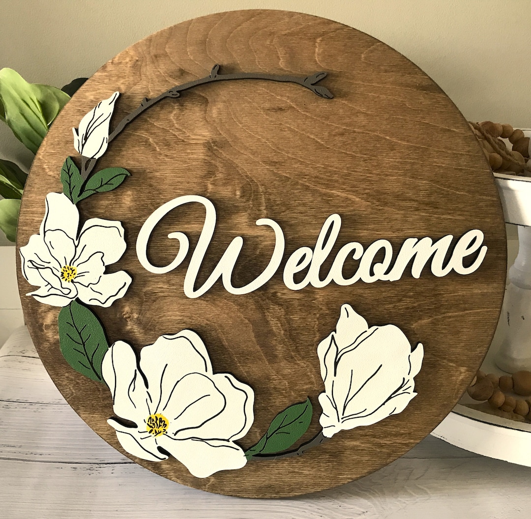 Southern Magnolia Wreath Wood Sign, Magnolia Decor, Multiple Sizes ...