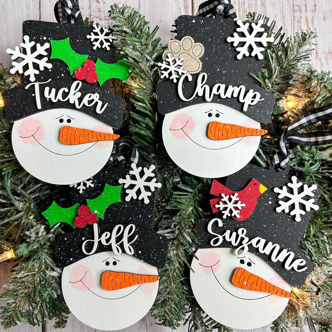 Snowman Personalized Christmas Ornaments, Snowman Ornament With Custom ...