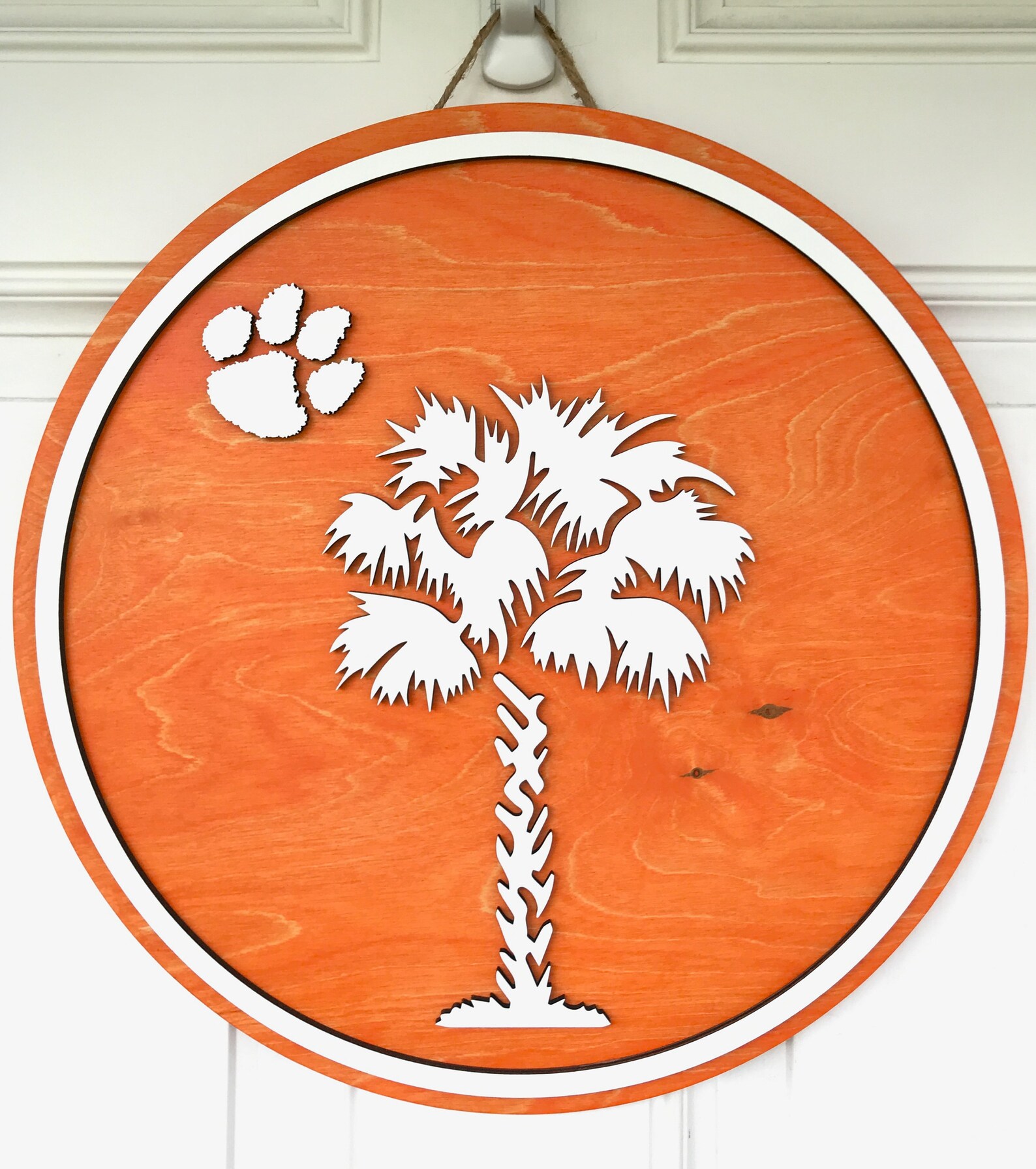 Clemson Tiger Paw and Palmetto Wood Sign Raised 3D Design - Etsy