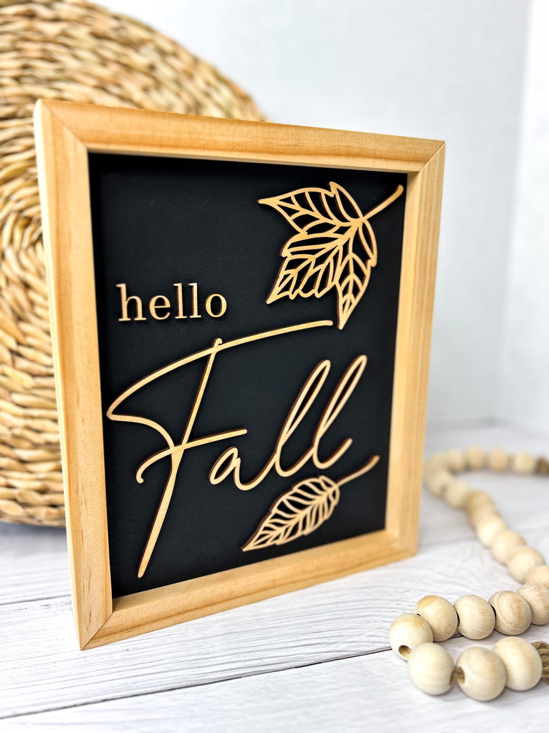 Framed Hello Fall Sign, Wood Fall Decor, Shelf-sitter Fall Decoration ...
