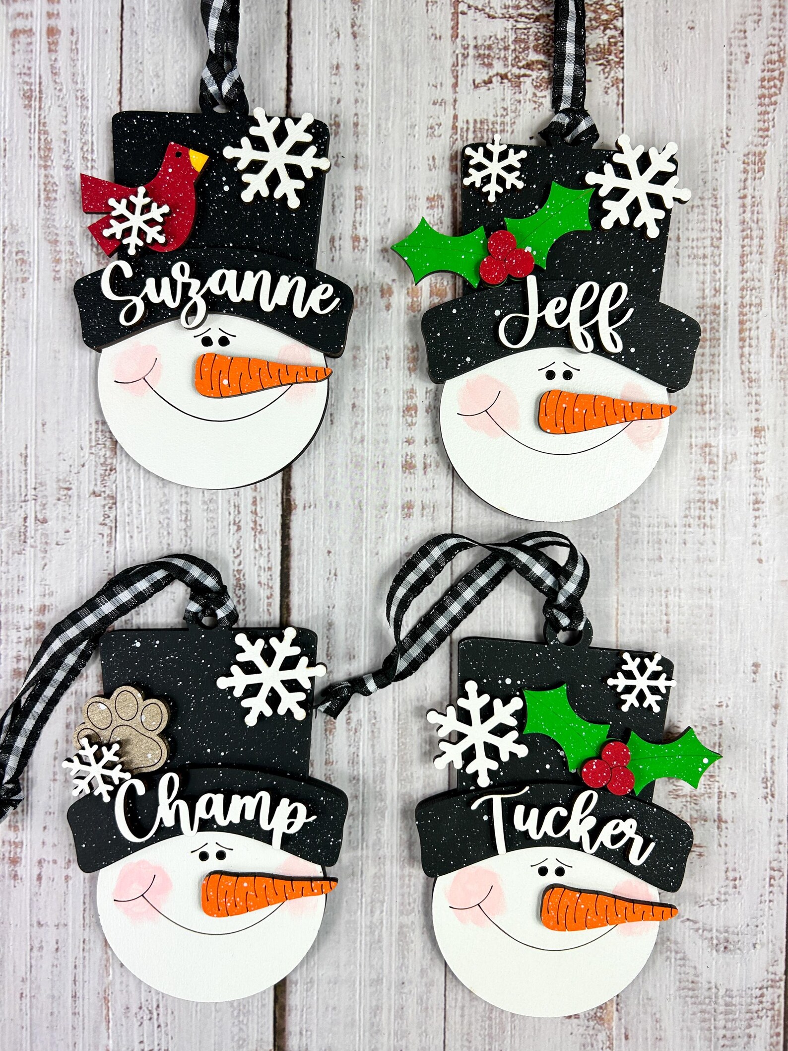 Snowman Personalized Christmas Ornaments, Snowman Ornament With Custom ...