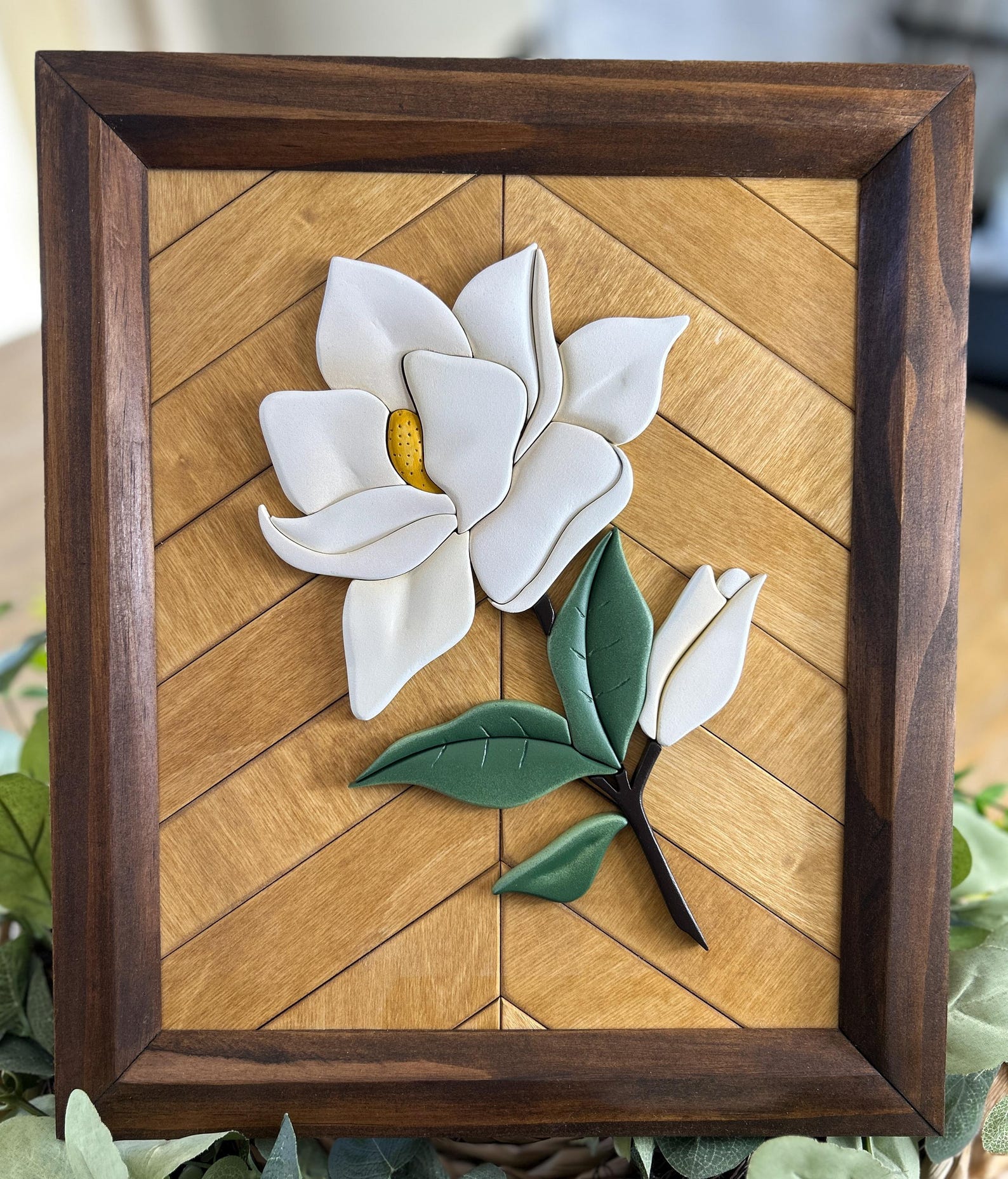 Hand-shaped Southern Magnolia Art, Wooden Magnolia Home Decor, Handmade ...