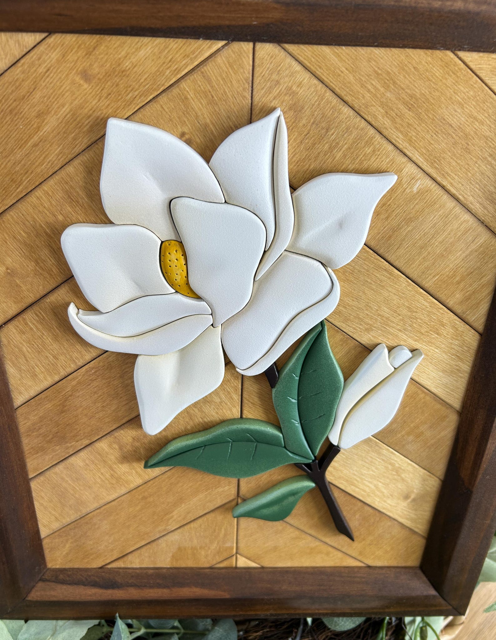 Hand-shaped Southern Magnolia Art, Wooden Magnolia Home Decor, Handmade ...