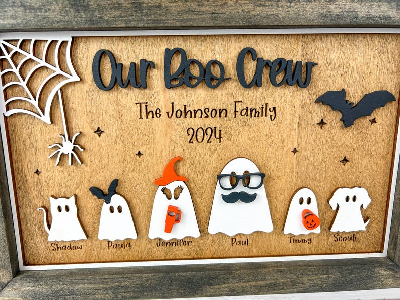 Personalized Ghost Family Sign, Custom Names, Ghost Shapes, and ...