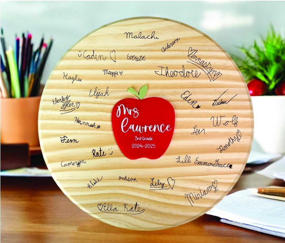 End of Year Teacher Gift, Engraved Student Signatures on Teacher Sign ...