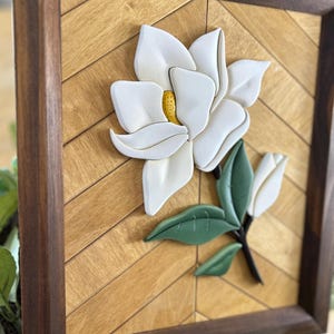 Hand-shaped Southern Magnolia Art, Wooden Magnolia Home Decor, Handmade ...