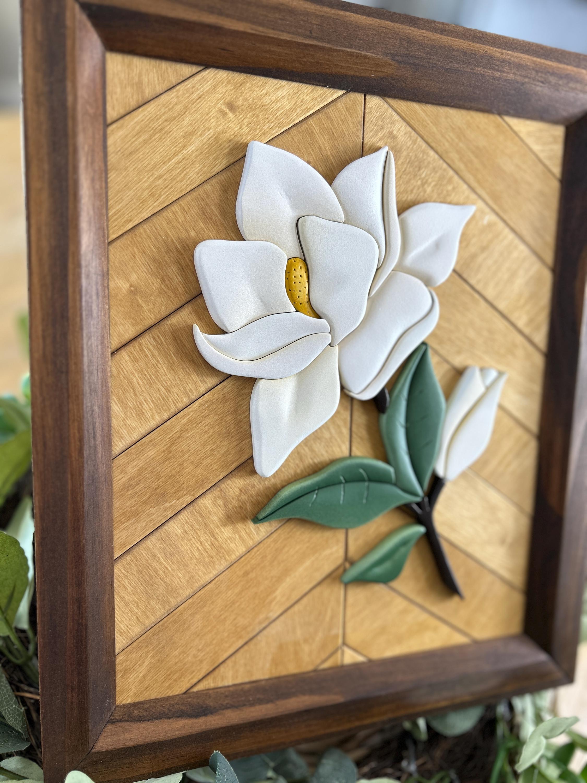 Hand-shaped Southern Magnolia Art, Wooden Magnolia Home Decor, Handmade ...