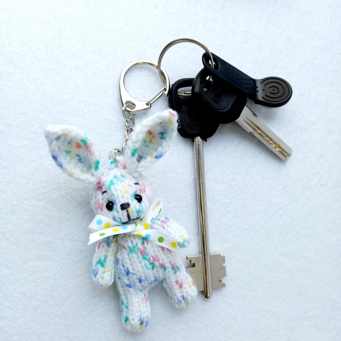 Keychain Cuddly Toy Bunny Keyring Cute Knit Rabbit Gift | Etsy