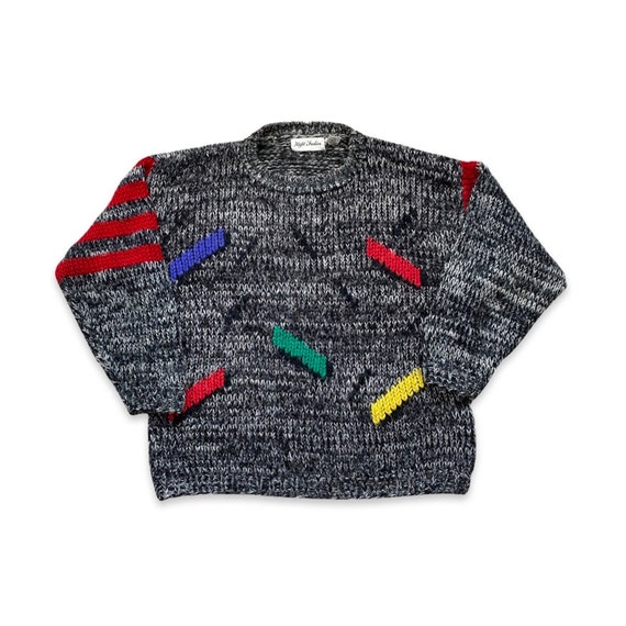Vintage Color Splash Chunky Knit Sweater - Gem