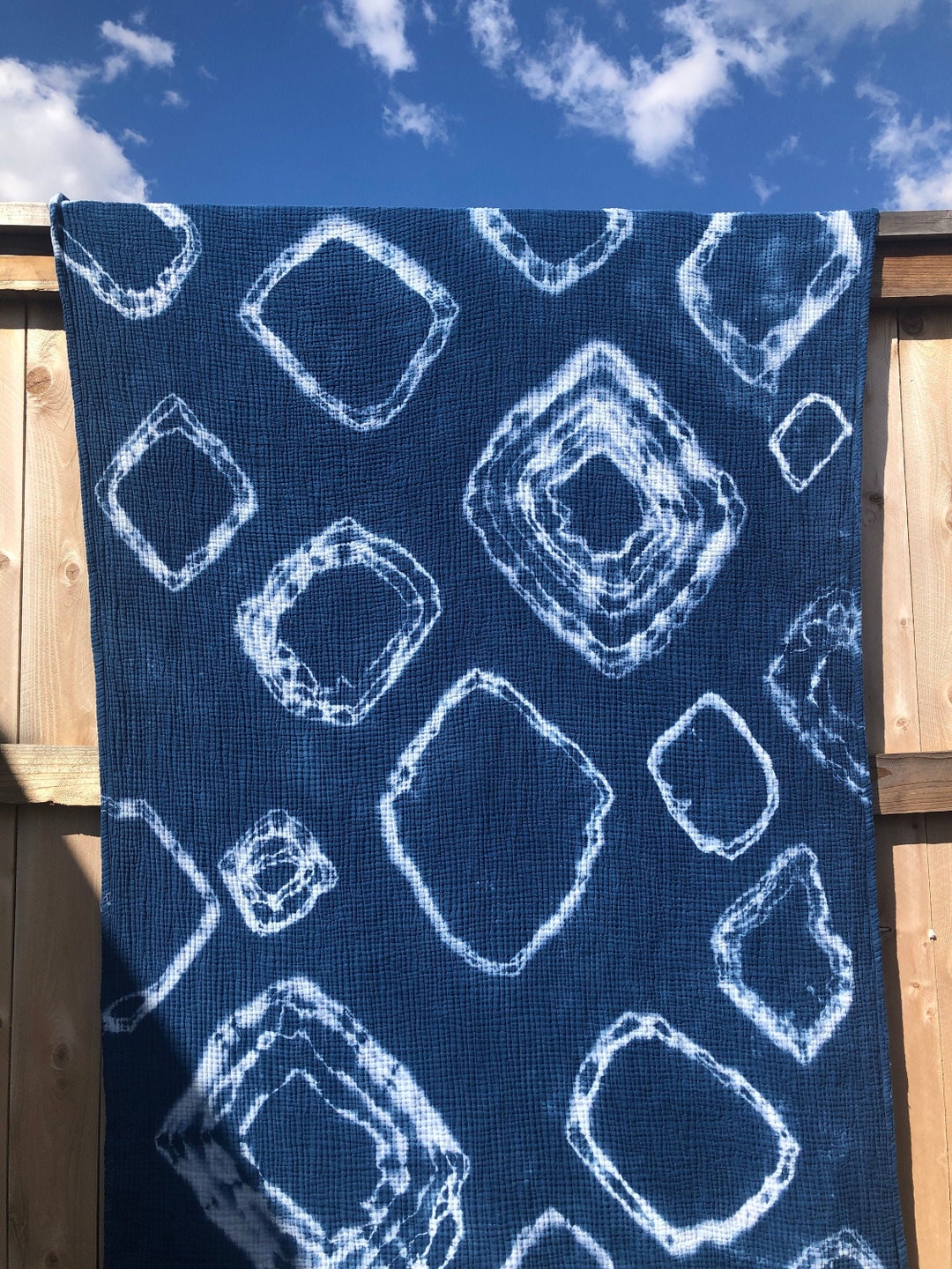 ENSO Muslin Gauze Throw Blanket in INDIGO | Shibori Hand Dyed | Light ...