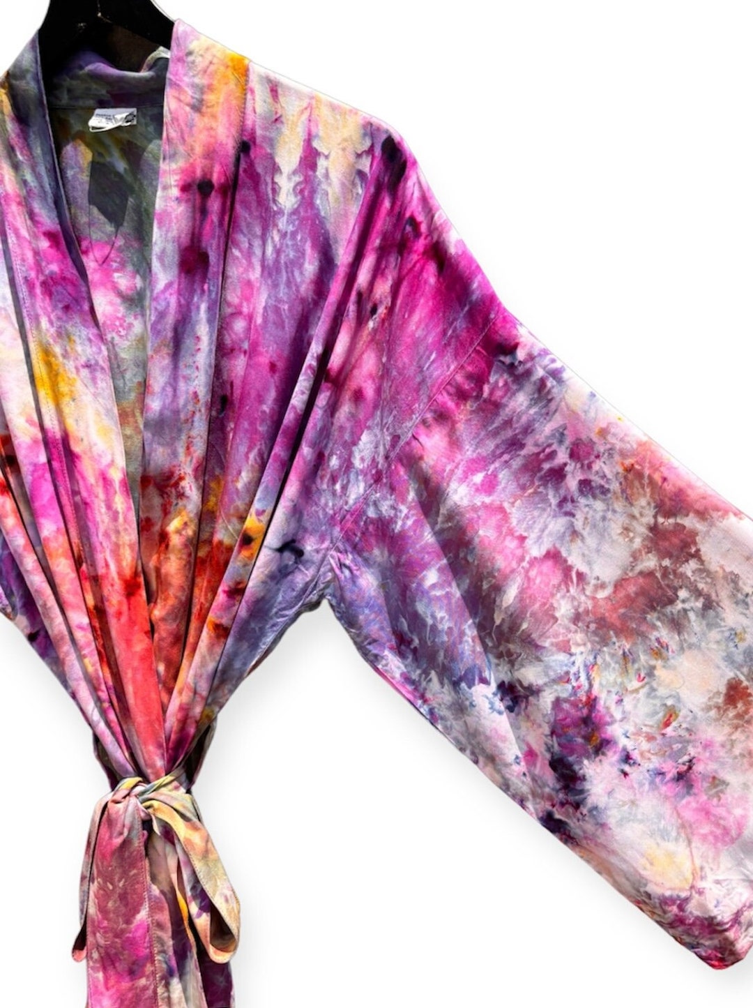 NILOU Ice Tie Dyed Long Kimono Robe | Rayon Duster W/ Belt - Etsy