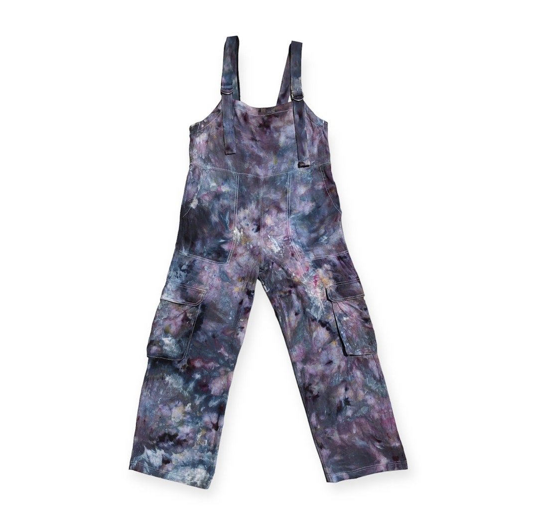 SMOKE Ice Dyed Utility Overalls Size Medium | Tocayo Hand Tie Dyed ...