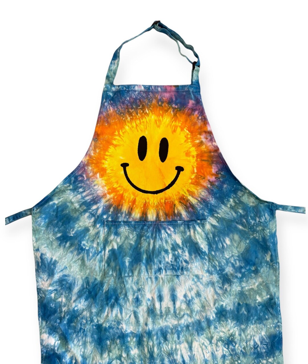 HAPPY FACE Ice Dyed Apron | Adult Rainbow Tie Dye Adjustable Fit Apron ...