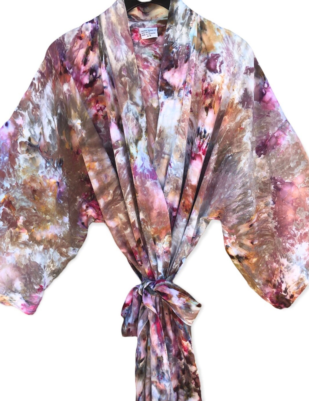 SIENA Ice Tie Dyed Kimono Robe | Tocayo Rayon Duster W/ Belt | Earth ...
