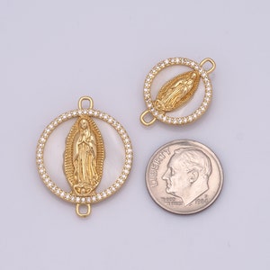 Gold Virgin Mary Connector,18k Gold Filled Religion Connector,catholic ...