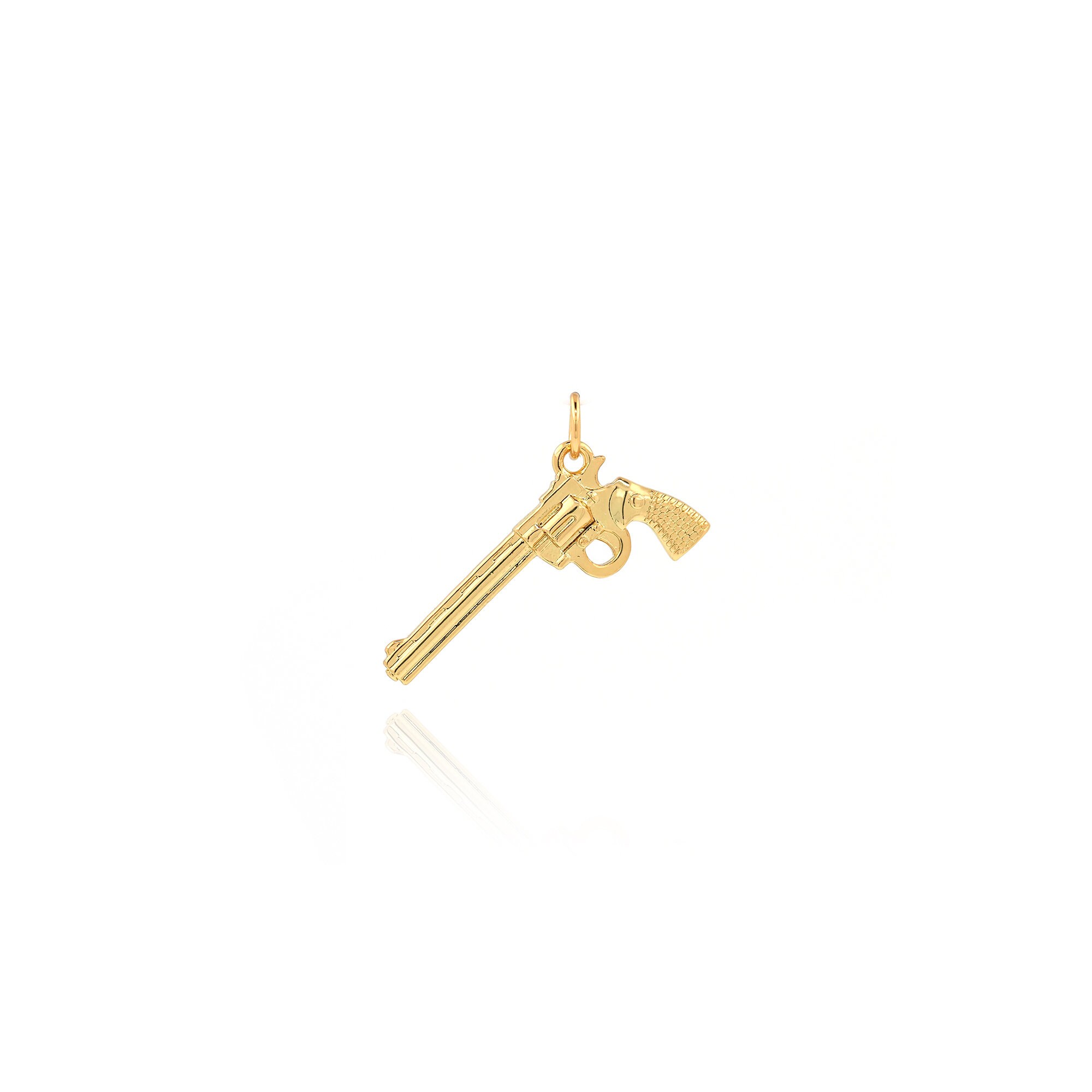 Gun Pendant, 18K Gold Filled Gun Charm, Submachine Gun Necklace, Pistol ...