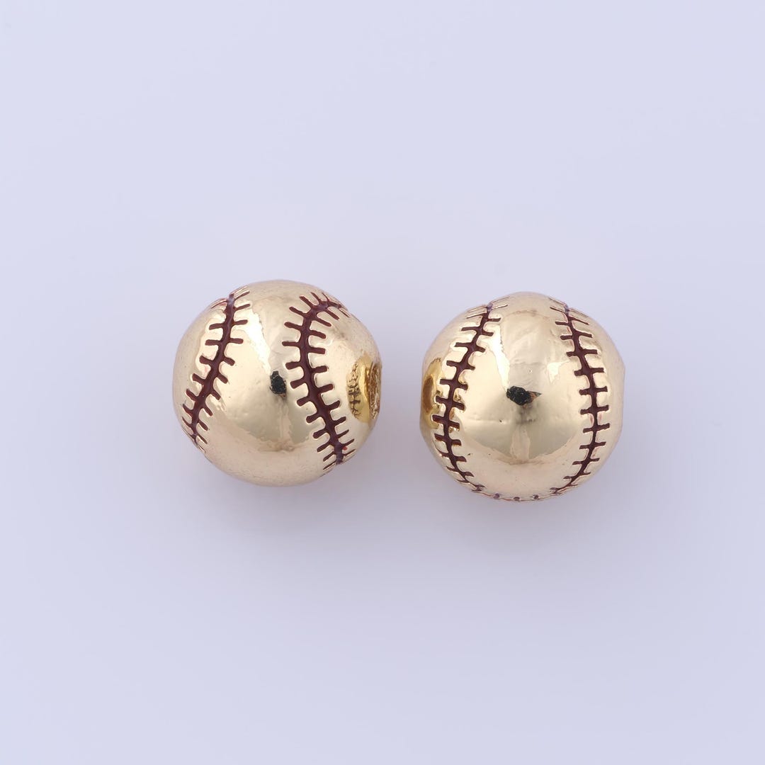 18K Gold Filled Baseball Beads, Round Beads, DIY Jewelry Making ...