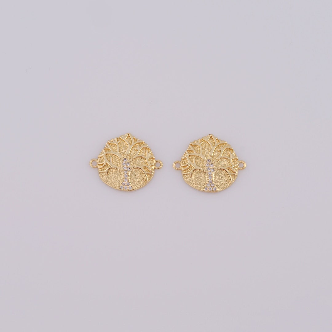 Gold CZ Tree of Life Connector,18k Gold Filled Tree Connector,tree ...