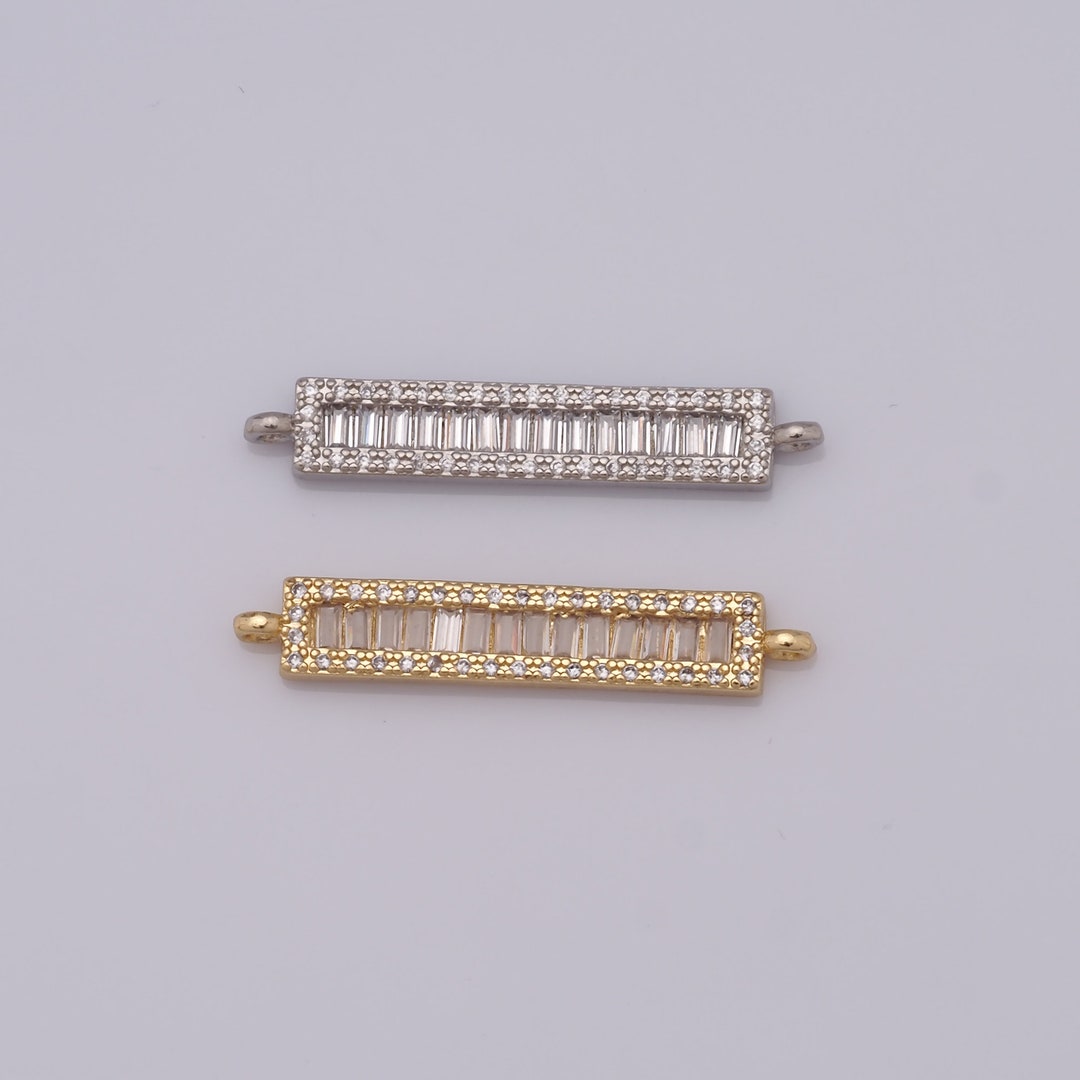 18K Gold Filled Bar Connector,gold Bar Connector,micropavé CZ Bar ...