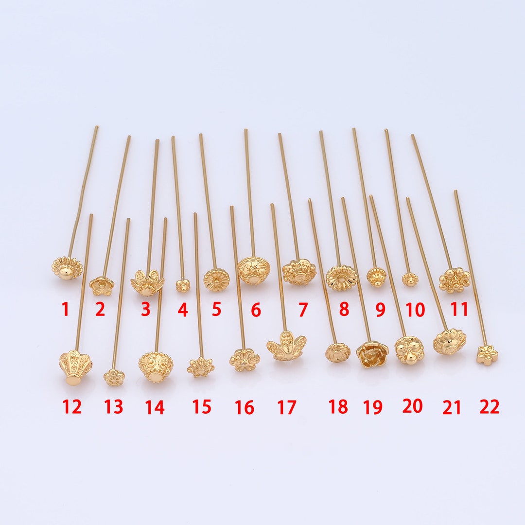 18K Gold Filled Flower Head Pins,gold Flower Head Pins,flower Head Pins ...