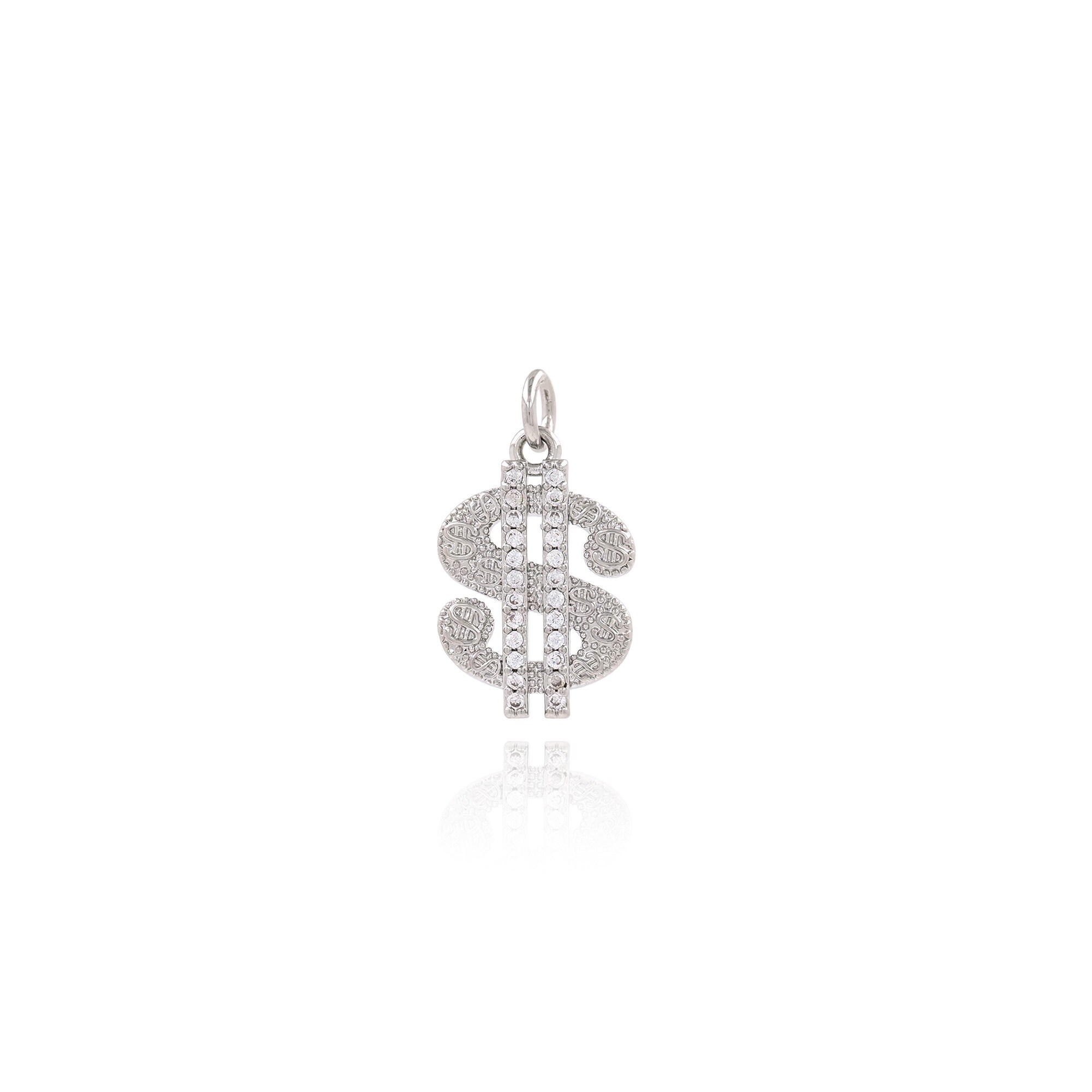 Dollar Sign Pendant, 18k Gold Filled Dollar Sign Pendant, Micropavé ...