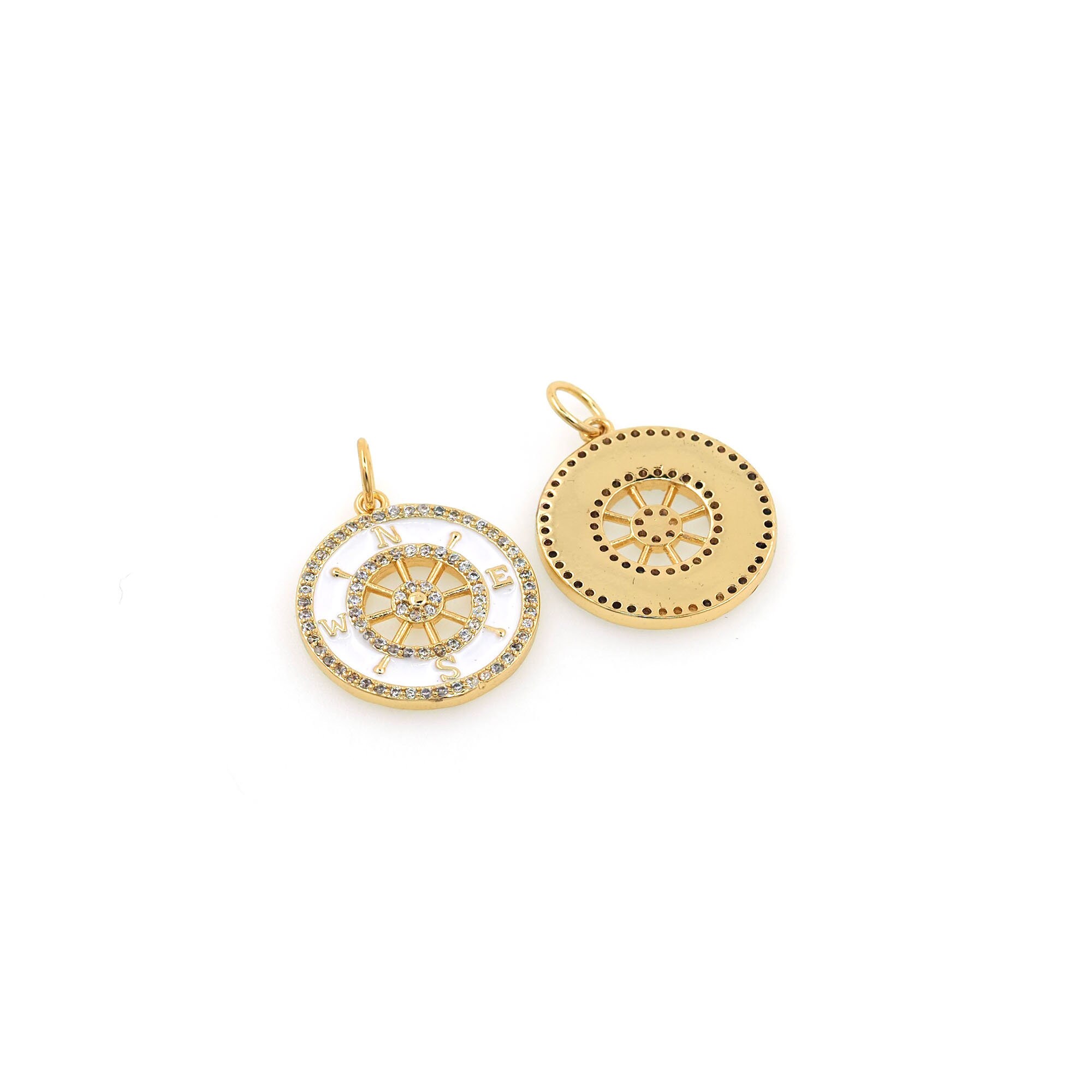 Enamel Compass Pendant 18K Yellow Gold Filled Navigator - Etsy