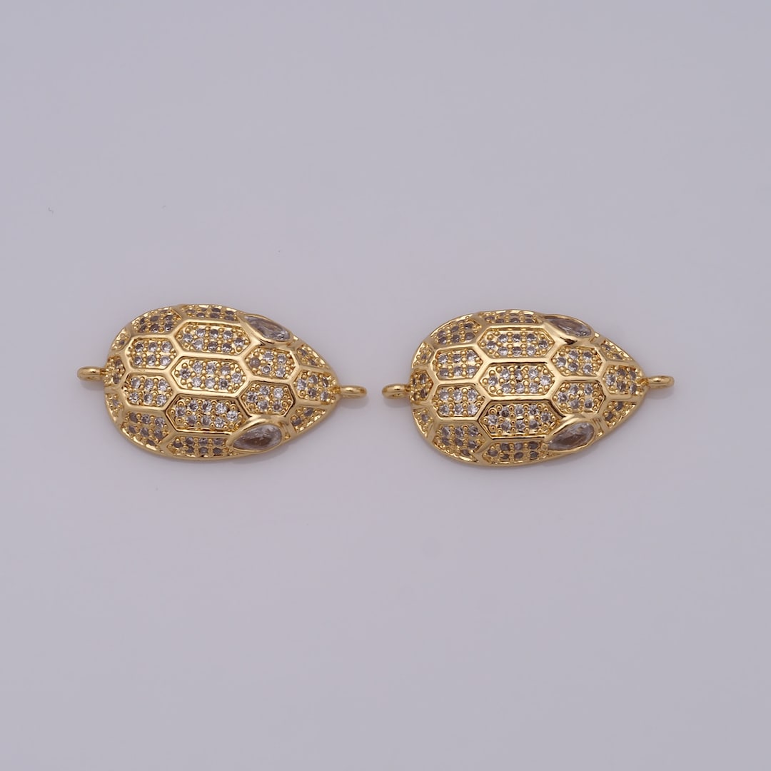 18K Gold Filled Snake Head Connector,micropavé CZ Gold Snake Head ...