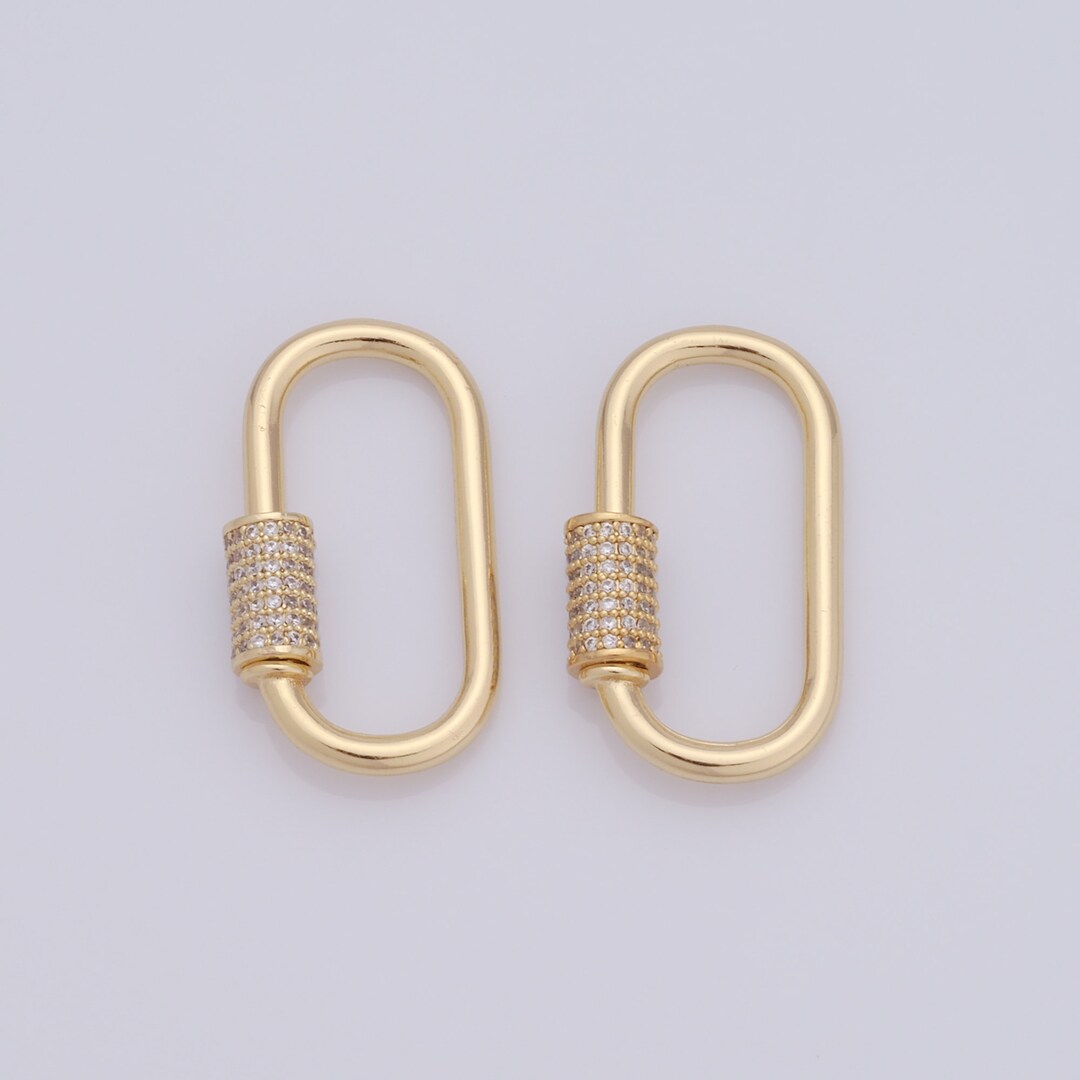 Gold Oval Screw Clasp,18k Gold Filled Carabiner Clasp, Necklace Clasp ...