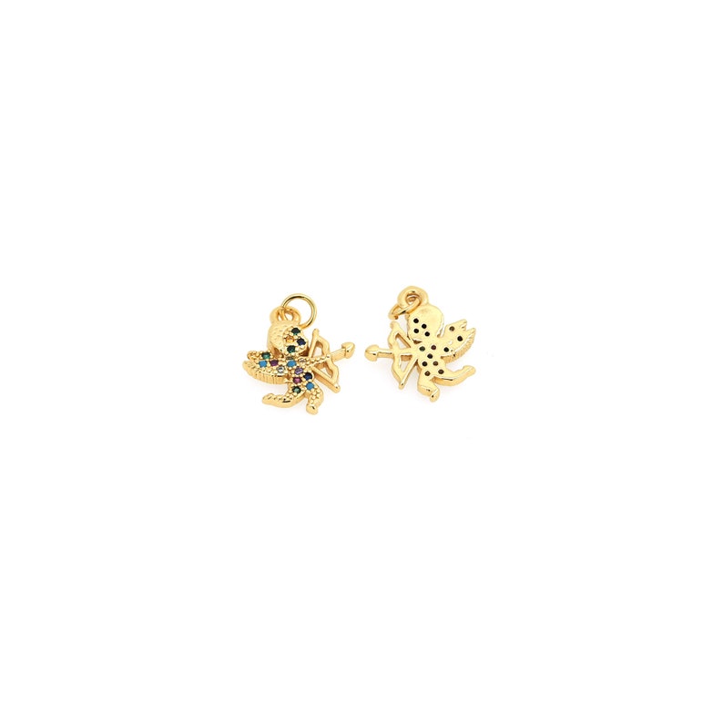 Cupid Pendant, 18K Gold Filled Cupid Charm, Micropavé CZ Cupid Necklace ...