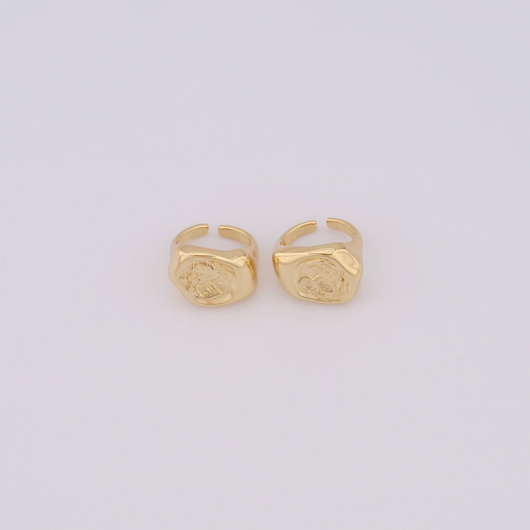 18K Gold Filled Stamp Ring, Open End Ring, Gift for Her - Etsy