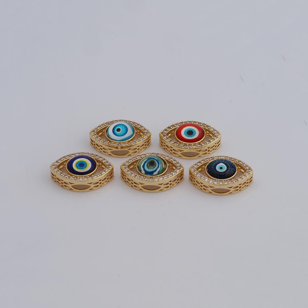 18K Gold Filled Evil Eye Beads,devil Eye Beads, DIY Bracelet Necklace ...
