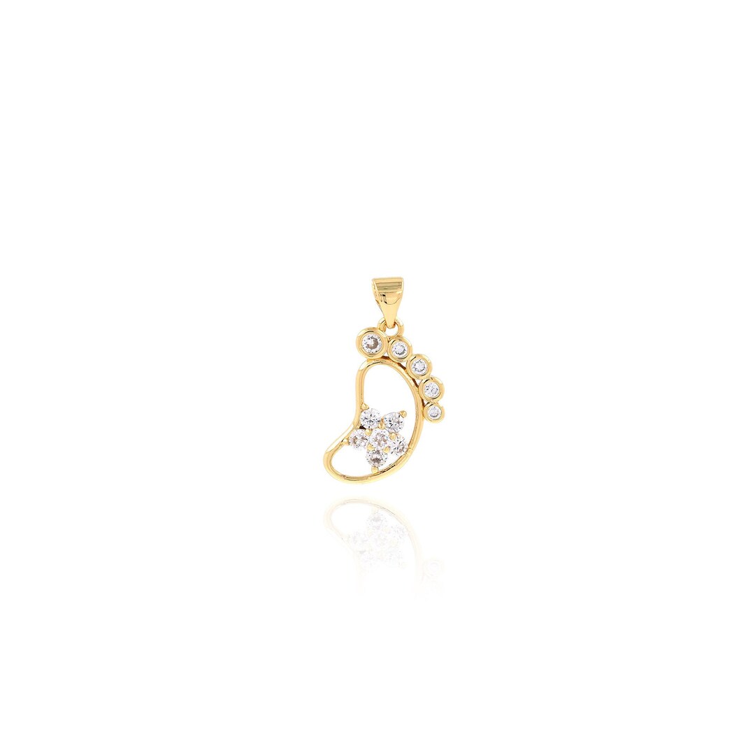 Dainty Foot Pendant, 18K Gold Filled Small Foot Charm, Micropavé CZ ...