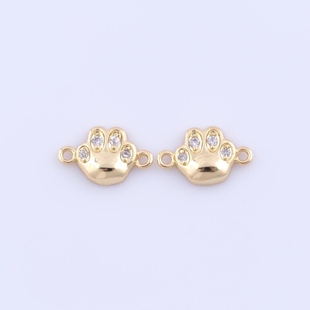 18K Gold Filled Cat's Claw Connectors, Micropave Zirconia Claw ...