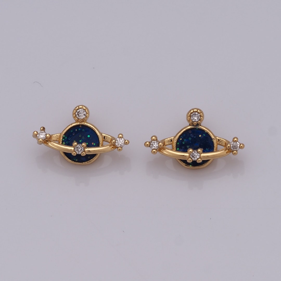 Micro Pavé CZ Saturn Charm, 18K Gold Filled Planet Pendant, Space ...