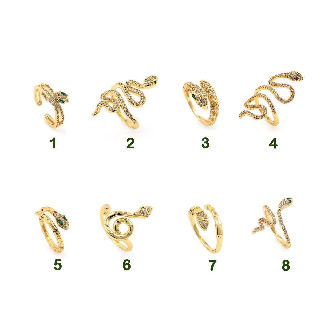 Snake Ring, 18K Gold Filled Reptile Ring, Snake Charm, Open Ring ...