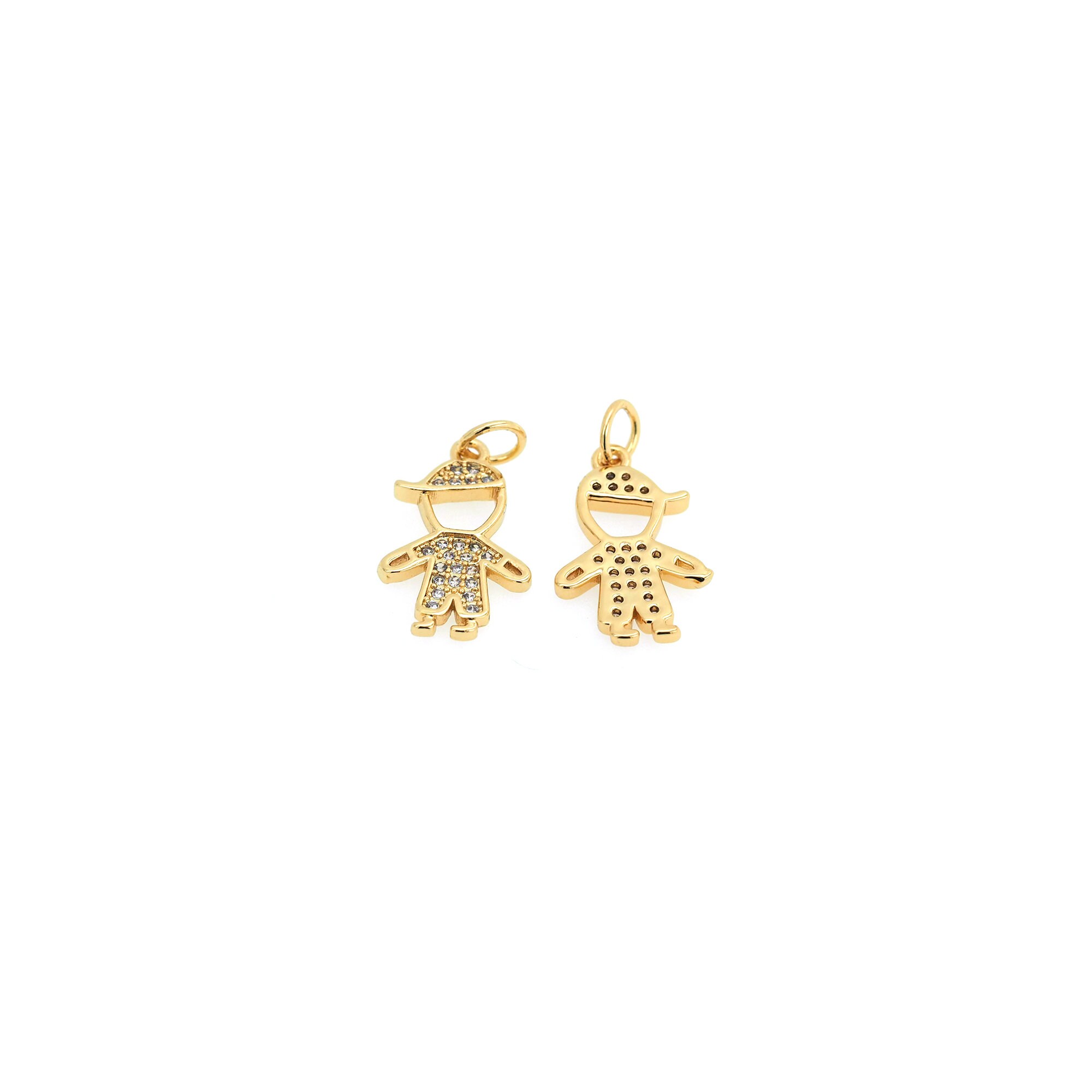 Boy Pendant, 18K Gold Filled Boy Charm, Micropavé CZ Necklace for Boys ...