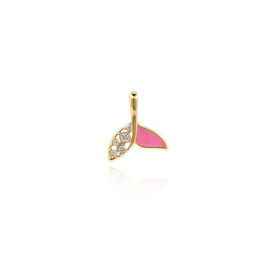 Enamel Fishtail Pendant, 18K Gold Filled Fishtail Charm, Micropavé CZ ...