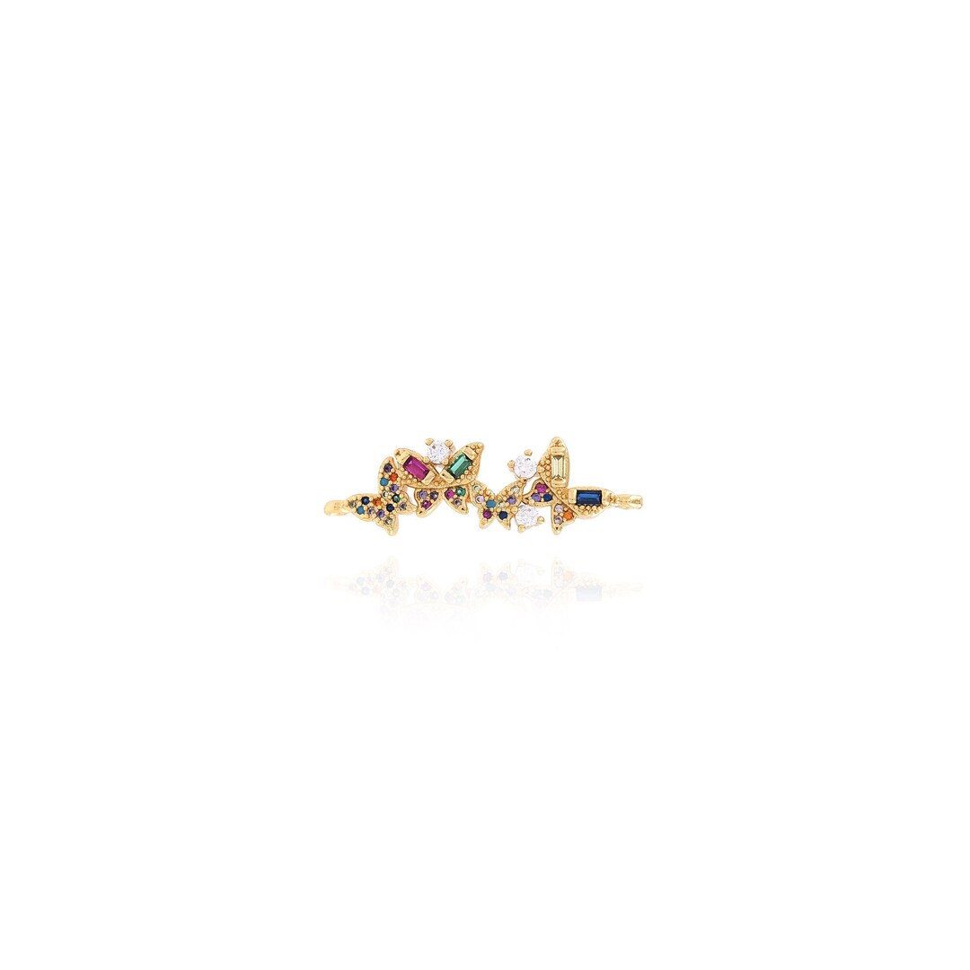 18K Gold Filled Butterfly Connector, Micropavé CZ Butterfly Connector ...