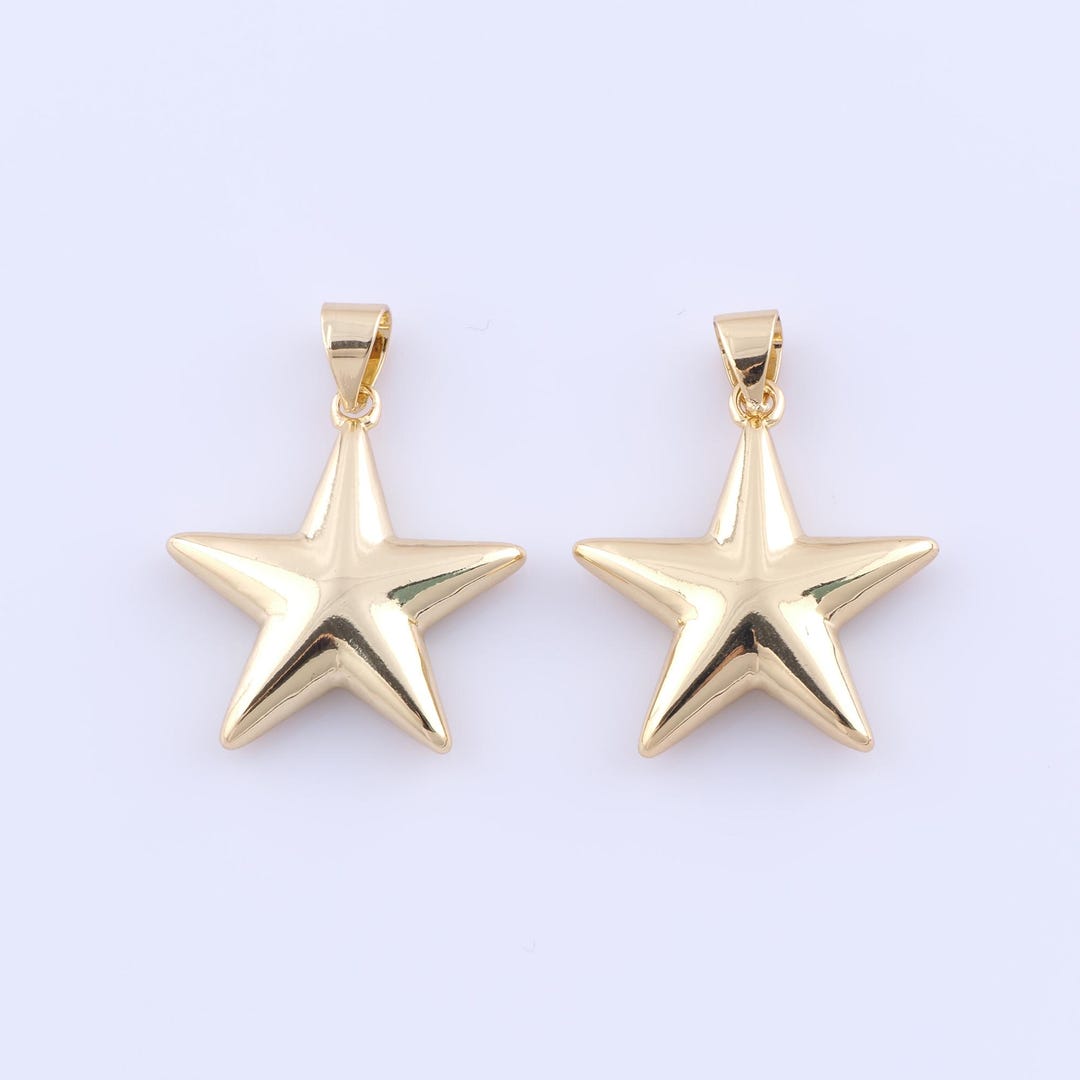 18K Gold Filled Star Pendant, Star Charms, DIY Jewelry Making Findings ...