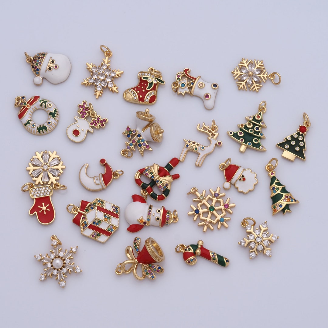 18K Gold Filled CZ Christmas Pendant,christmas Tree Charms,christmas ...