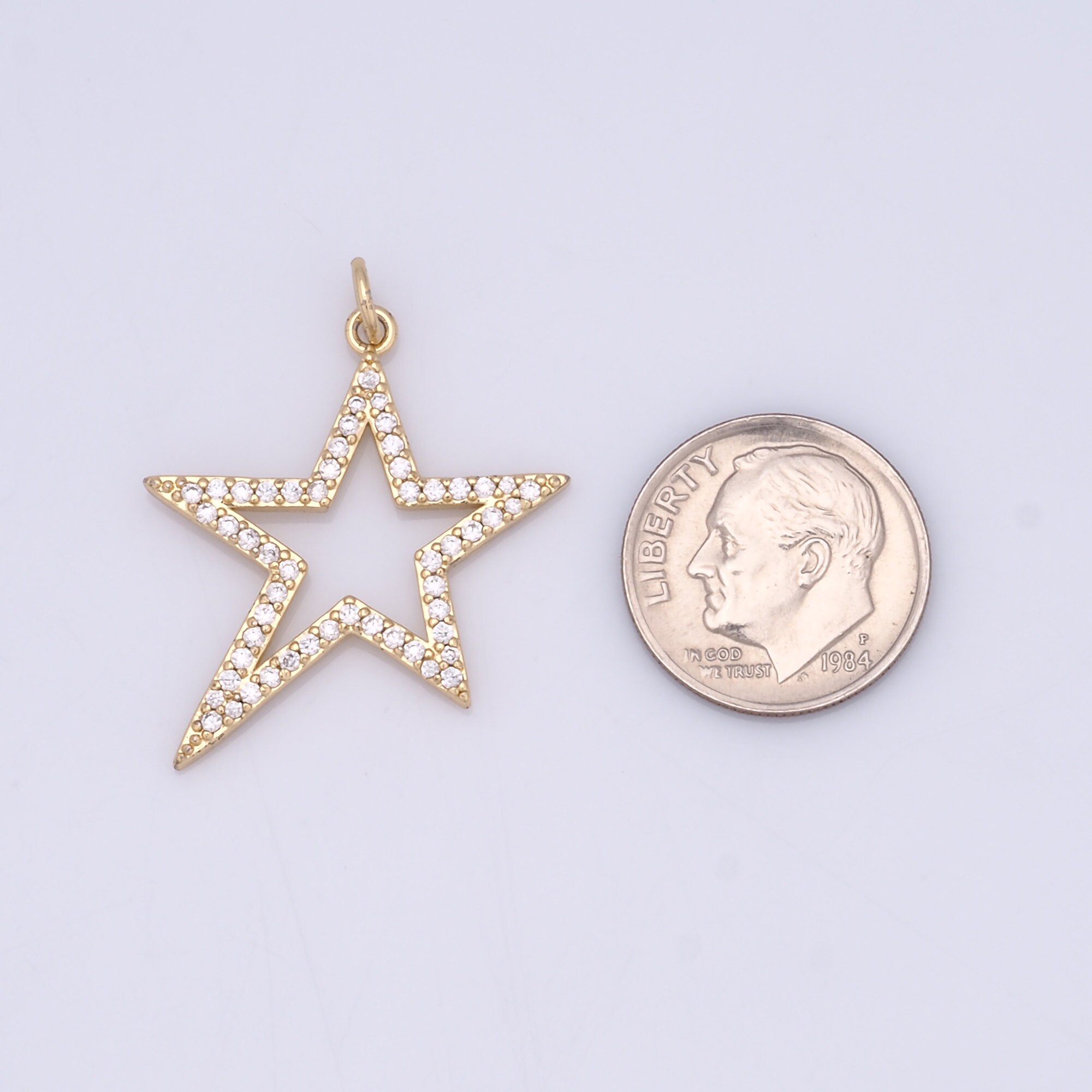 18K Gold Filled Star Pendant,gold CZ Star Charms,star Charms DIY ...